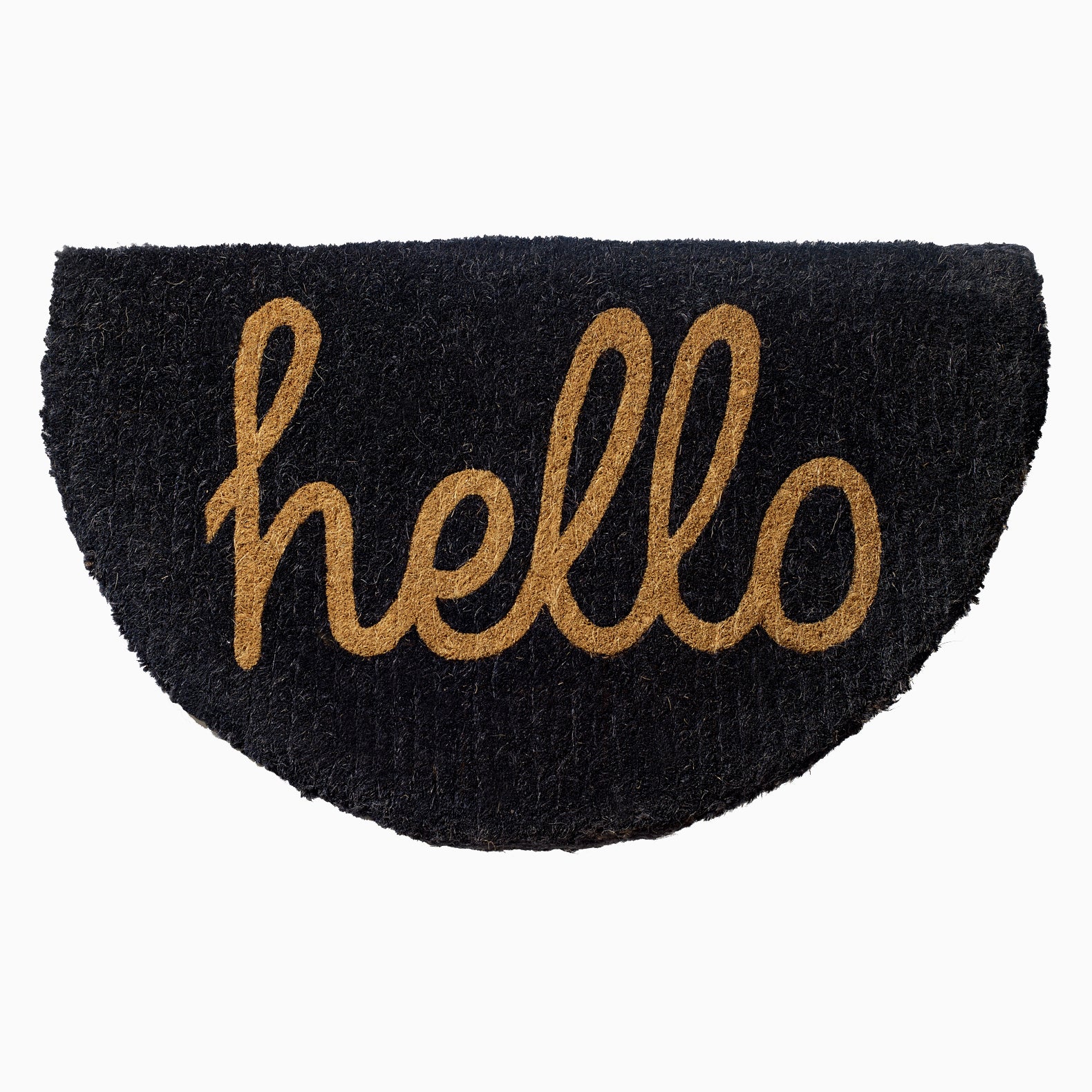Cursive Hello Semi-Round Handwoven, Dark Blue Doormats On Sale – Fab ...